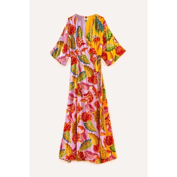 FARM Rio | Dresses | Farm Rio Mixed Beaks Bananas Tropical Maxi Wrap ...